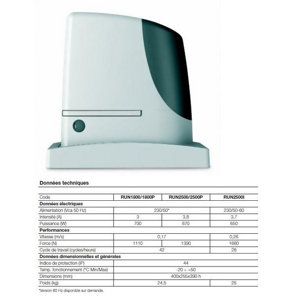 Logique de commande pour Nice RUN - NICE RUA1 - Accessoires et pièces détachées - Dom Automatismes