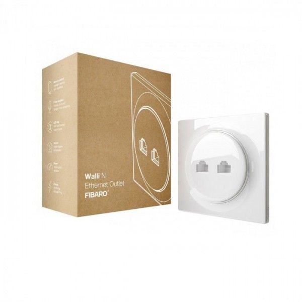 Prise mural 2 ports Ethernet WALLI N OUTLET - FIBARO - Domotique et ...